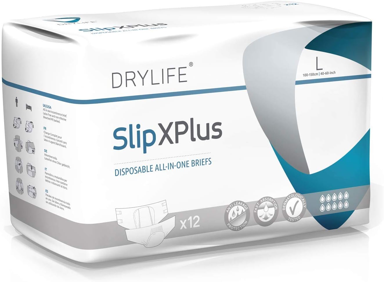 Drylife Slip XPlus Disposable All-in-One Incontinence Briefs (Plastic ...