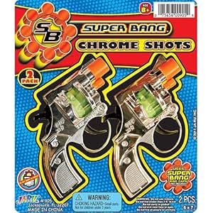 Amazon.com: Super Bang Chrome Shots 8 Shots Cap Gun 2 Pack - 2 Pack ...