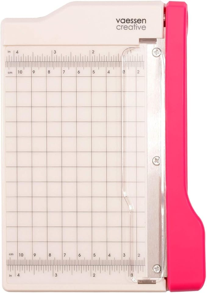 Vaessen Creative Mini Guillotine Paper Cutter, White/Pink, 4 x 6 inches ...