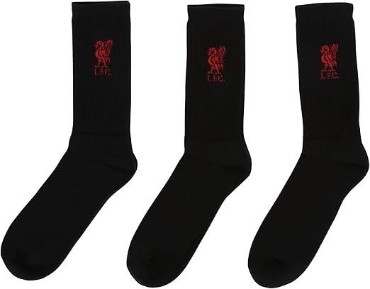 Liverpool FC Adults 3 Pack Black Crew Sock LFC Official : Amazon.co.uk ...