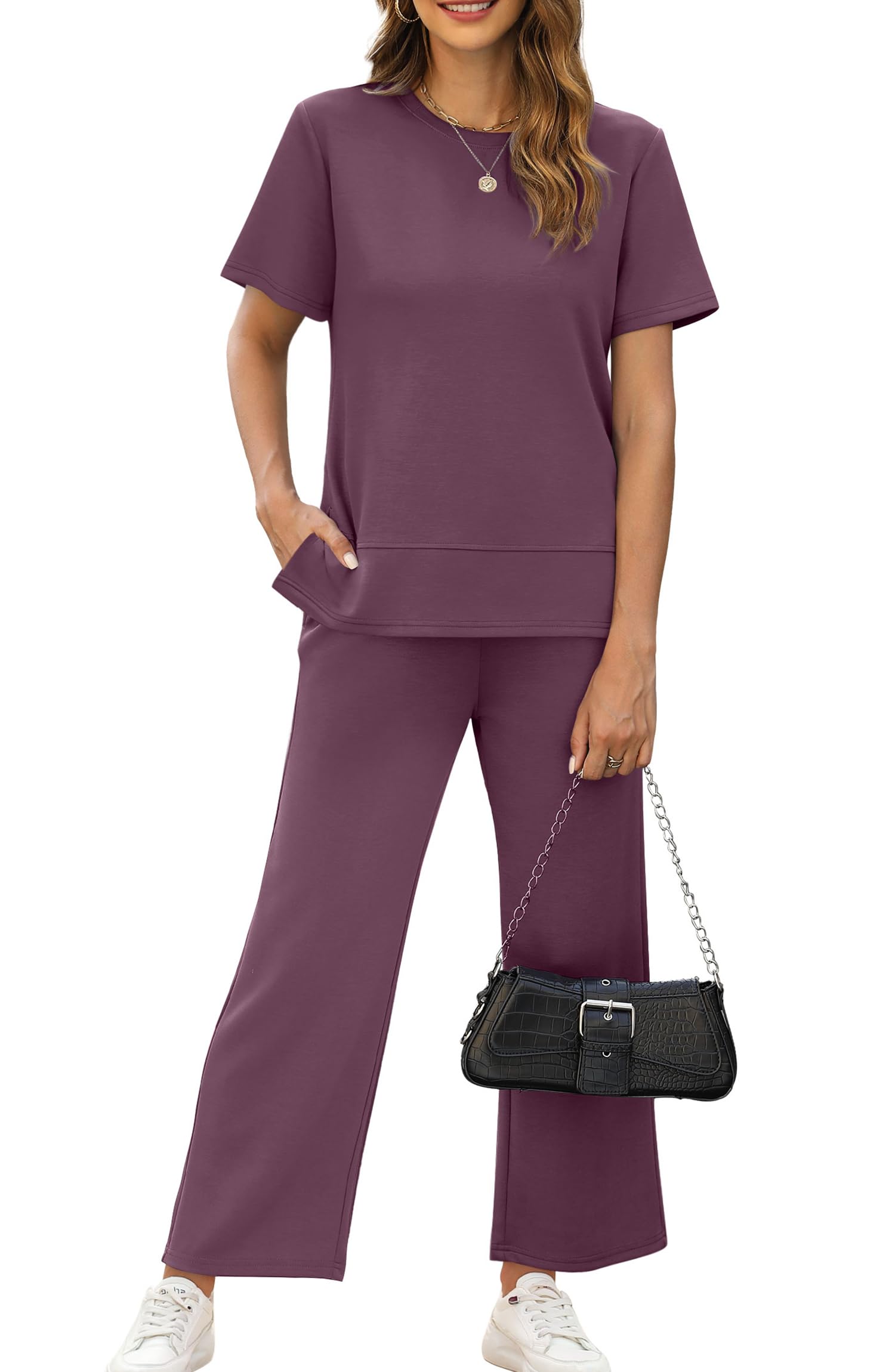 XIEERDUO Womens Two Piece Travel Outfits 2 Pc Lounge Set Summer Fashion ...