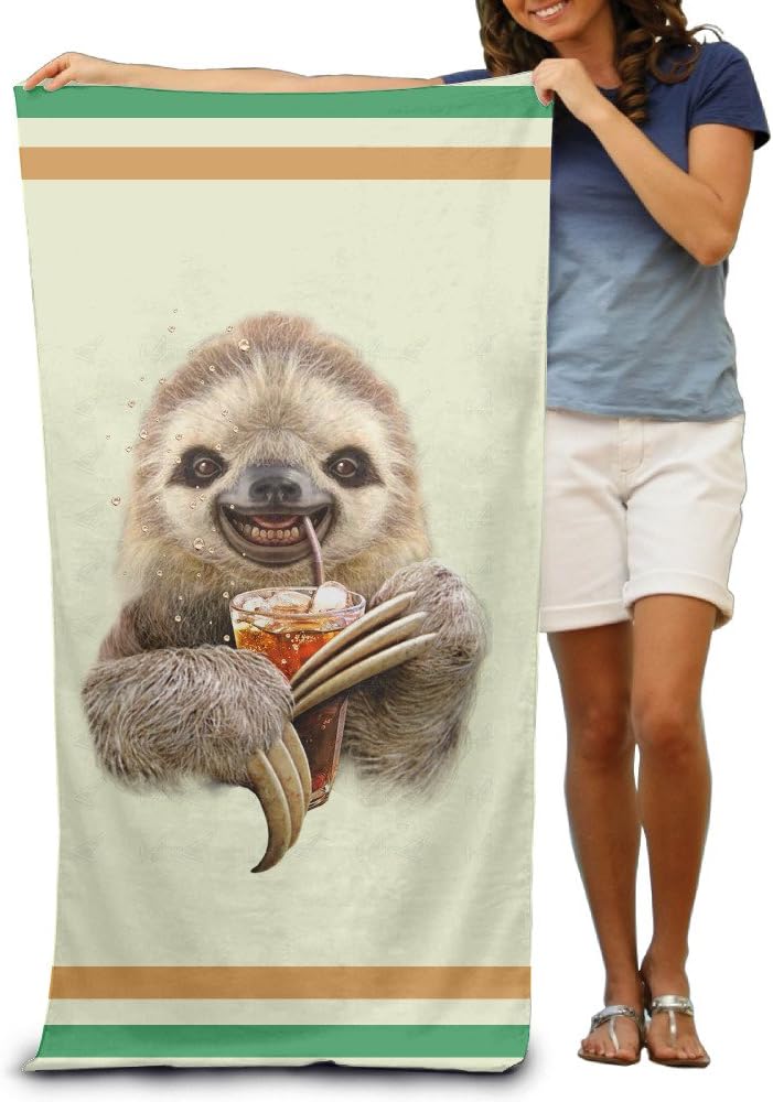 Funny Sloth Drinking Cute Sloth Bath Towels Beach Towels Washcloths ...