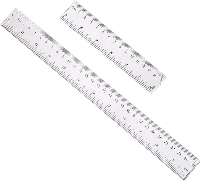 Yumi V 2 Pack Straight Plastic Ruler, Dual Side Measuring Ruler ...