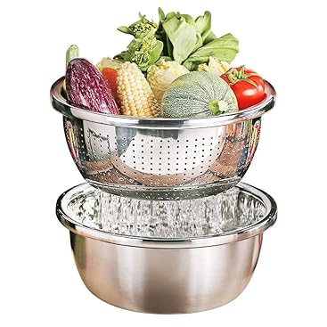 Strainer, Colander Stainless Steel, Sieve Metal and Mixing Bowls, Food ...