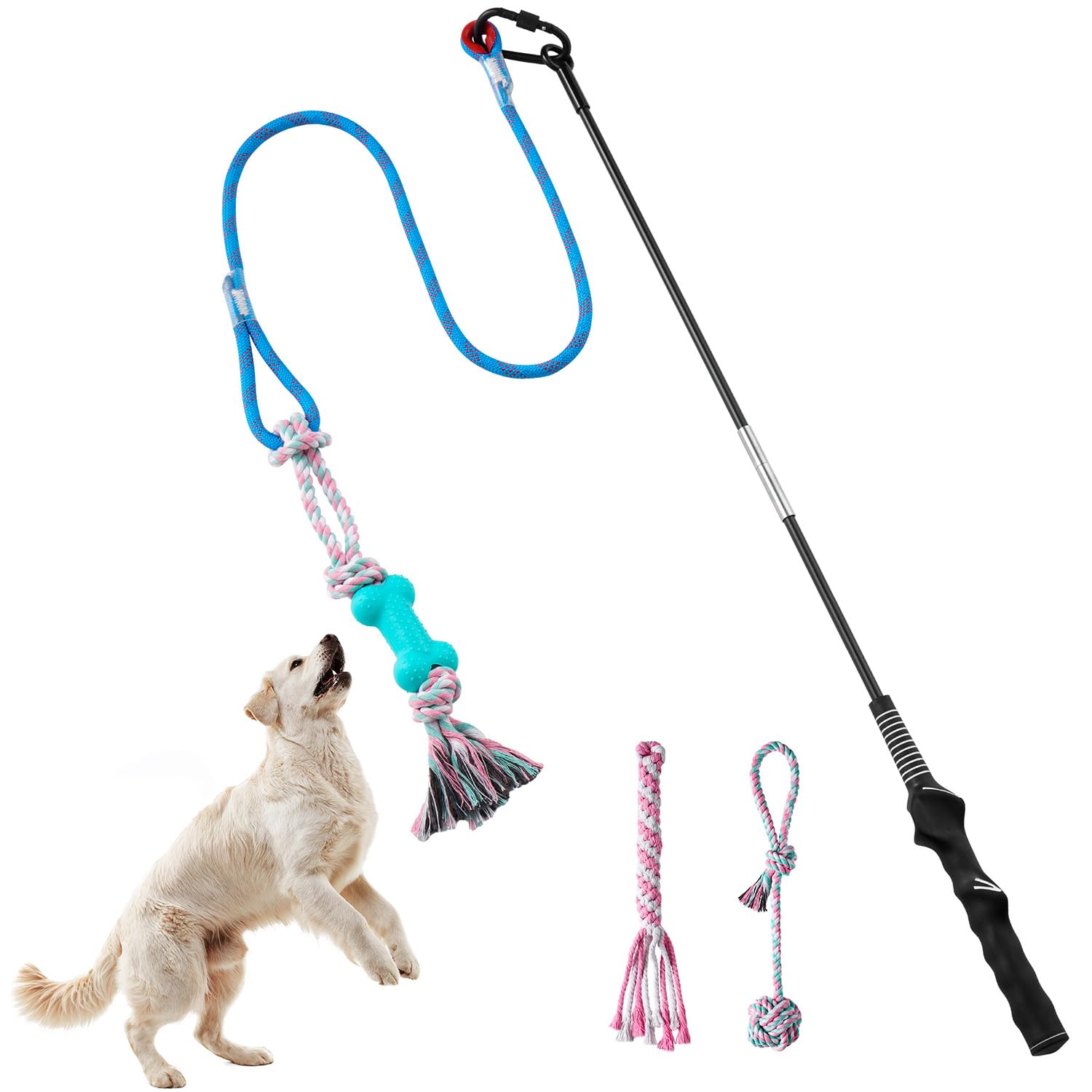Aitmexcn Flirt Pole for Dogs Chase and Tug of War, Interactive Dog Toys ...