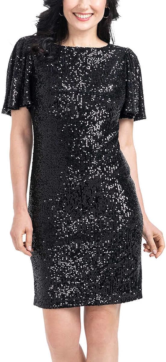 Hilary Radley Ladies Sequin Dress (Black, Small): Amazon.ca: Clothing ...