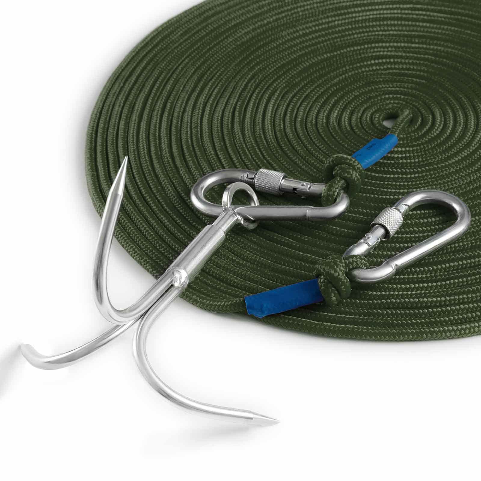 PIOSRTRR Grappling Hook with Rope-Includes Nylon Rope 6/8/10mm 50FT ...