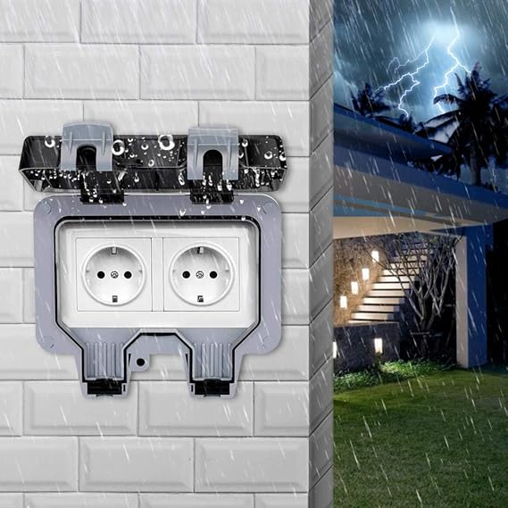 Urhause Aussensteckdose Aufputz Wasserdicht, Wandsteckdose für ...