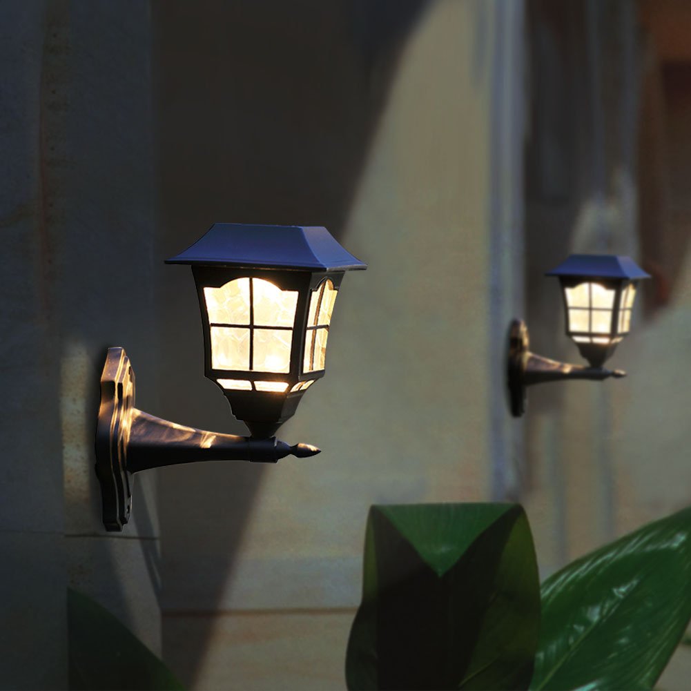 Maggift 6 Lumens Solar Wall Lantern Outdoor Wall Sconce Solar Outdoor ...
