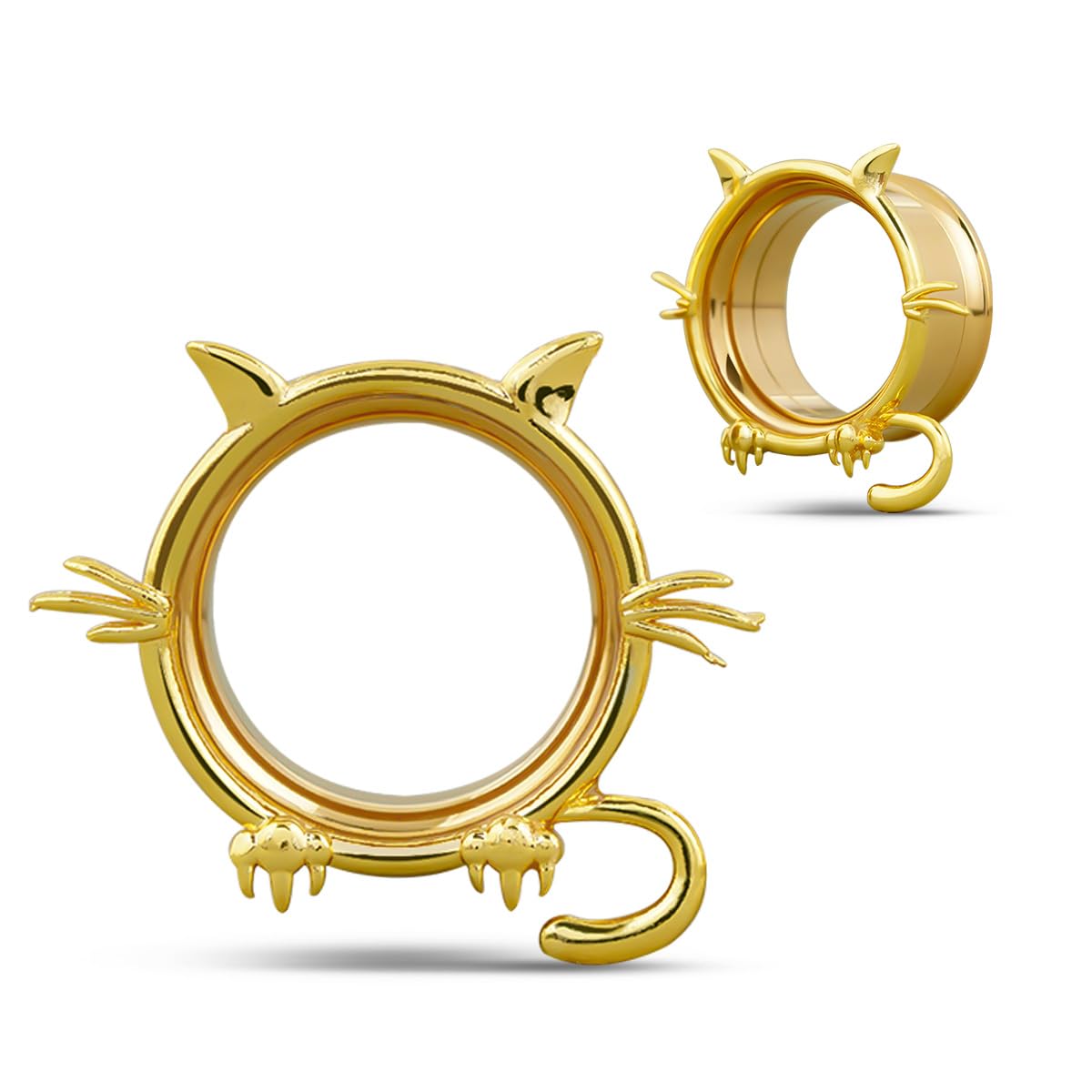 COOEAR Screw Back Golden Color Ear Tunnel and Plug, Double Flared ...