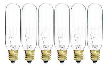 (Pack of 6 Bulbs) Incandescent Light Bulb 15 Watt T6 Clear Tubular ...