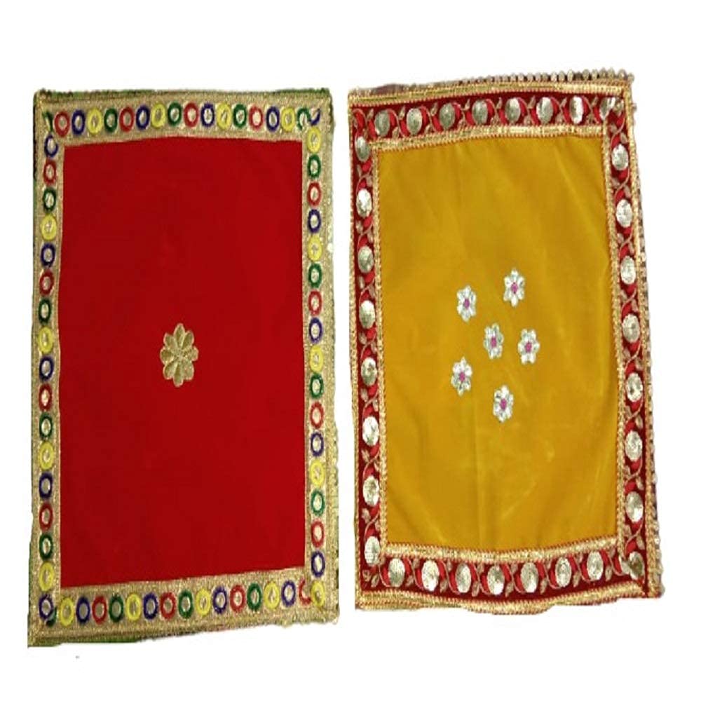 Buy AV Creations Combo of Multicolour Handcrafted Mandir Aasan/Puja ...
