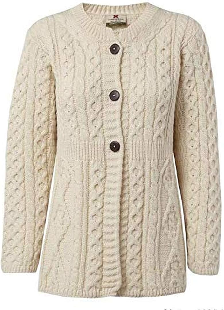 Ladies A Line Aran Wool Sweater Cardigan: Amazon.ca: Clothing & Accessories