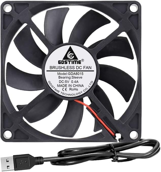 GDSTIME 5V USB 80mm Fan, 80mm x 80mm x 15mm Brushless Cooling Fan ...