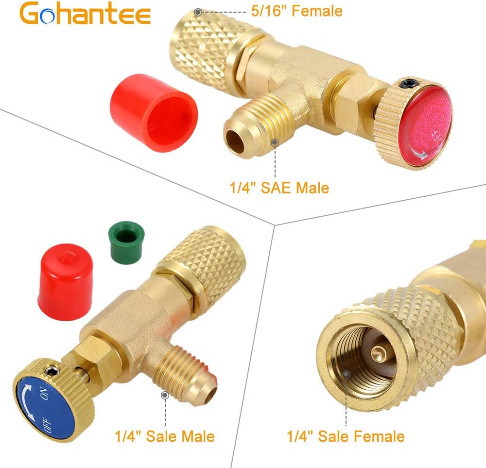 gohantee R12 R410 Refrigerant Charging Valve, R12 R22-1/4“ Male to 1/4 ...