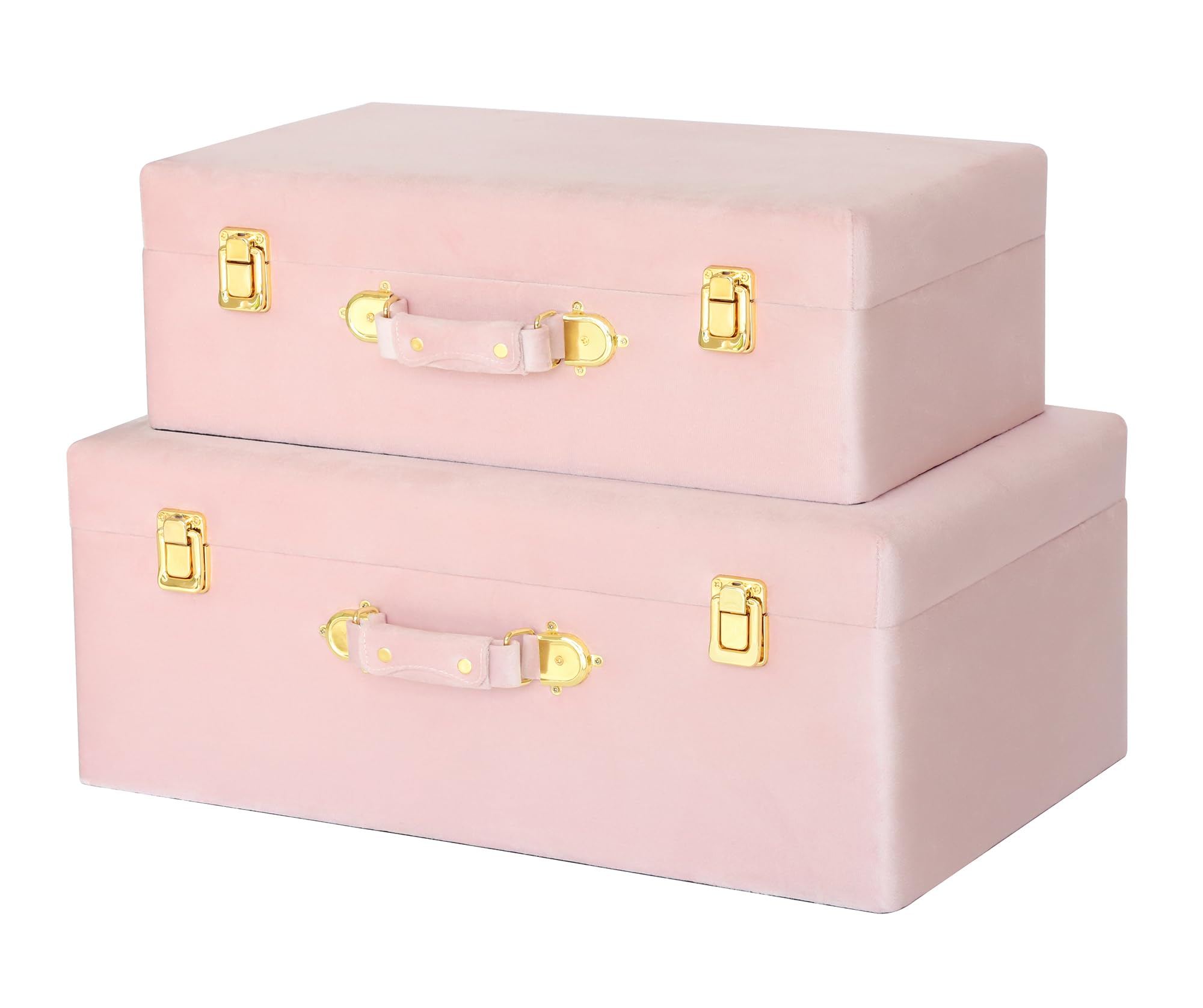 HofferRuffer Velvet Storage Trunk with wood Frame, Set of 2 Storage ...