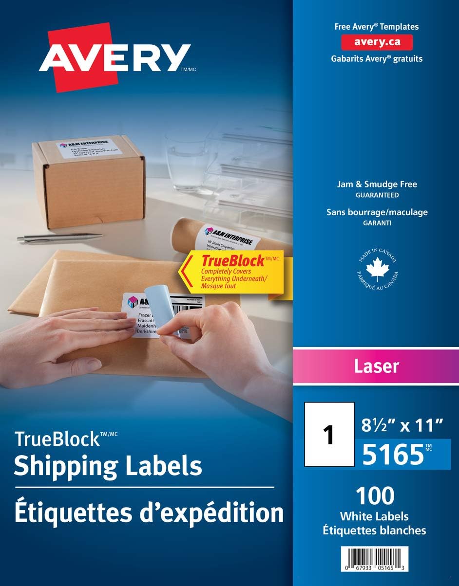Avery Shipping Labels with TrueBlock Technology for Laser Printers, 11 ...