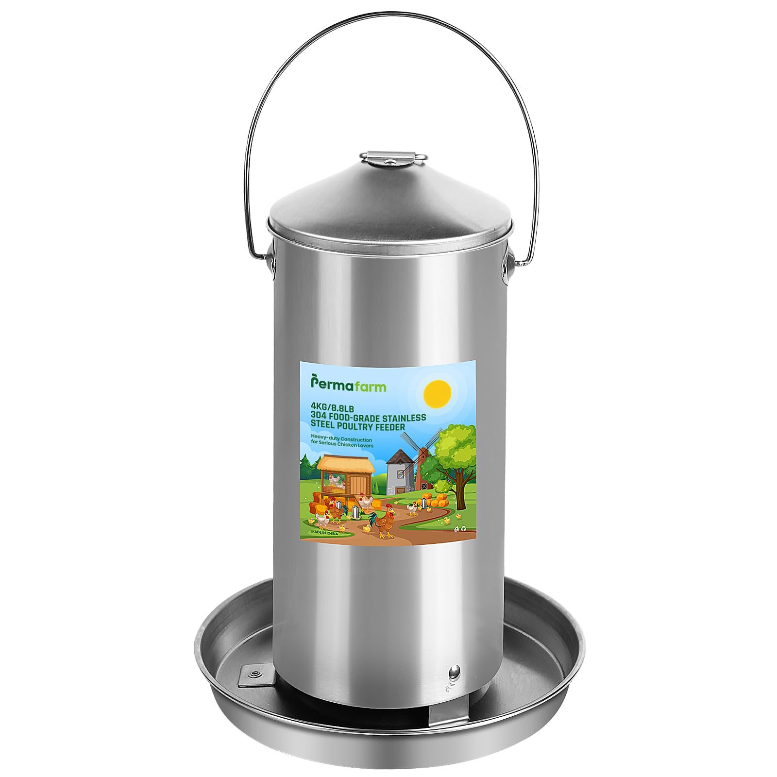 Permafarm Automatic Chicken Feeder 4KG/8.8lbs, Authentic 304 Food-Grade ...