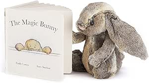 Jellycat Magic Bunny Board Book and Woodland Bunny, Medium - 12 inches ...