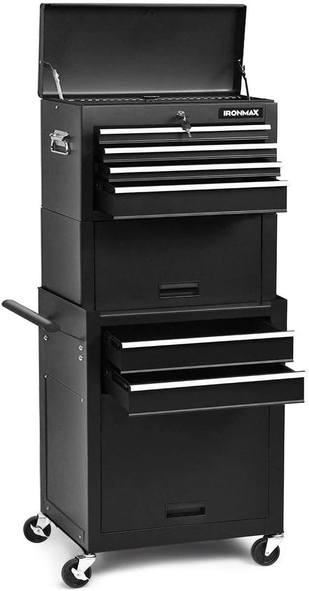 Goplus 6-Drawer Rolling Tool Chest w/Riser, 3 in 1 Rolling Tool Box w ...