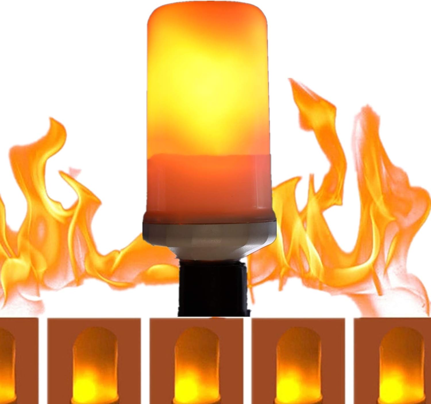 Flame Bulb LED Flame Flickering Effect Fire Light with 4 Lighting Modes ...