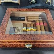 GERMANUS Cigar Humidor for approx. 30 Cigars, Brown, with Hygrometer ...