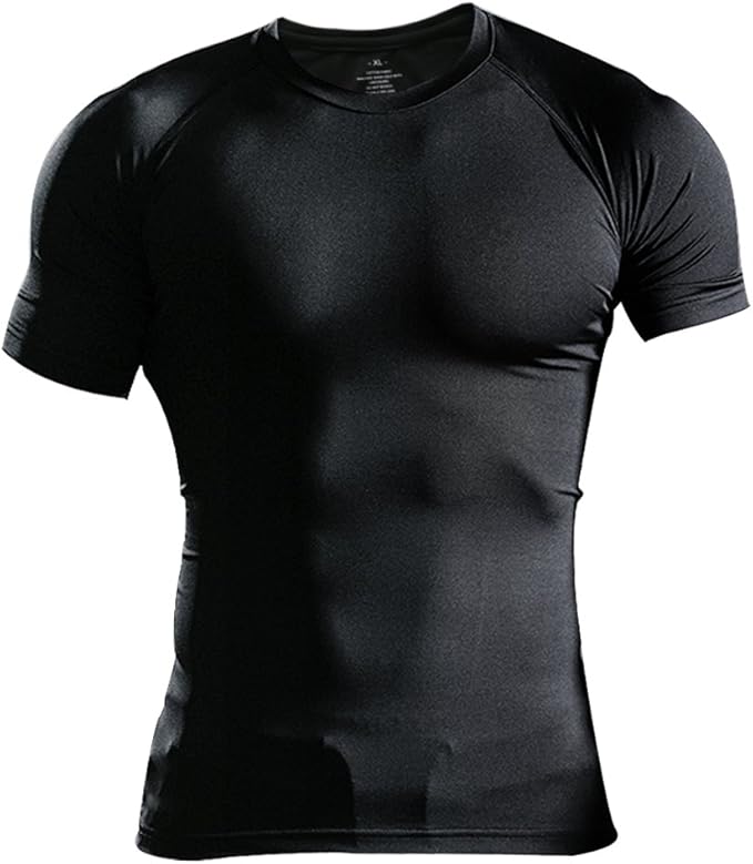 Muscle Alive Men Skinny Tight Compression Base Layer Short Sleeve T ...