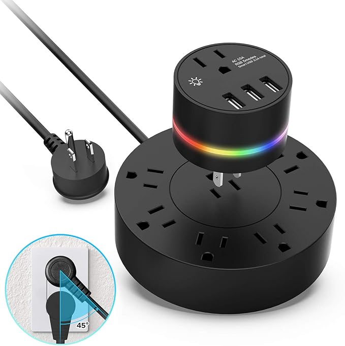 Amazon.com: Power Strip USB Flat Plug, 2-in-1 Travel Adapter with ...