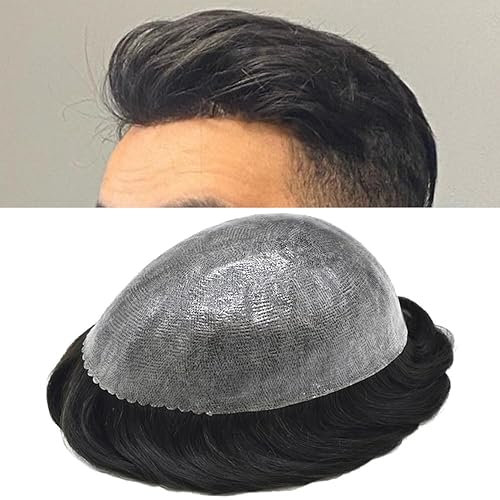 Mens Toupee Human Hair Toupee for Men Hair Pieces Full Poly Invisible ...