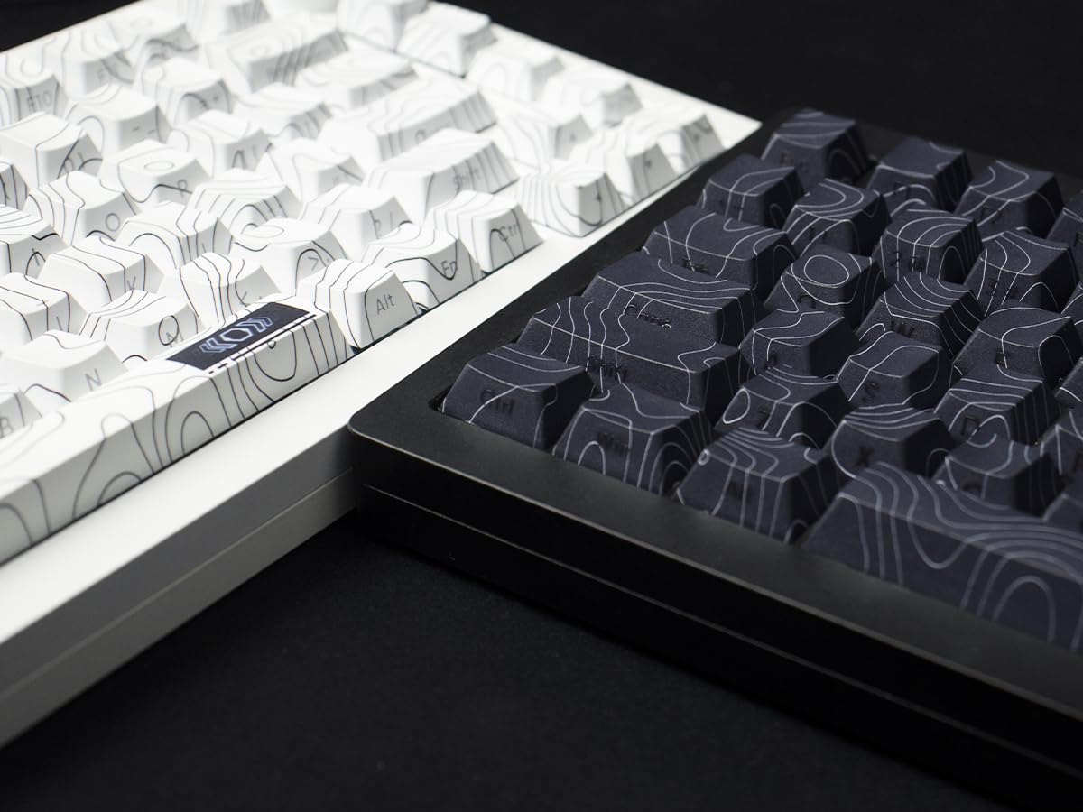 Mua Side Printed-PBT keycaps,Dark Blue Topographic,Shine Through,Double ...