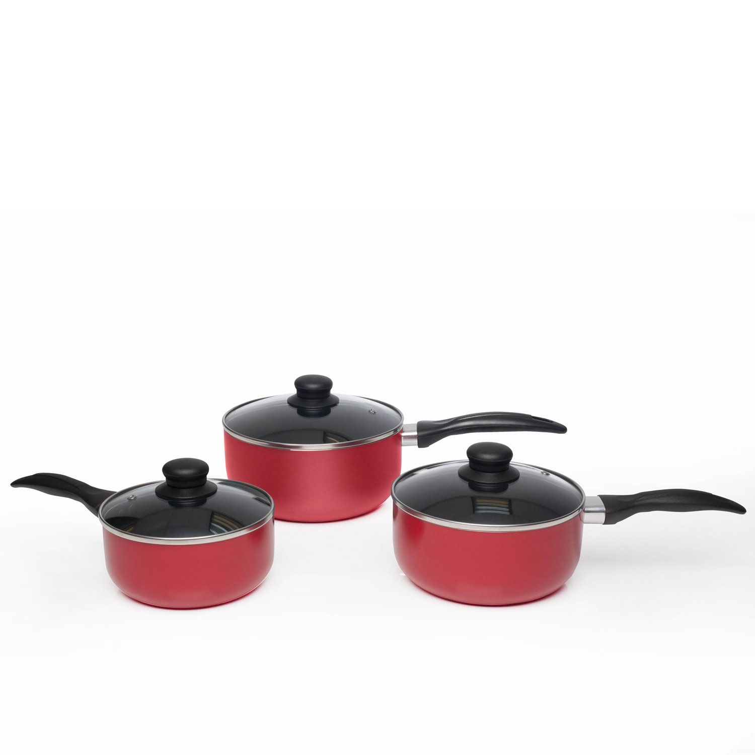 Sabichi Saucepan Set, Aluminium, Red, 3-Piece: Amazon.co.uk: Kitchen & Home