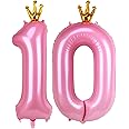 Amazon.com: Kwuz Giant Pink Number 10 Balloon with Crown, 40inch Big ...