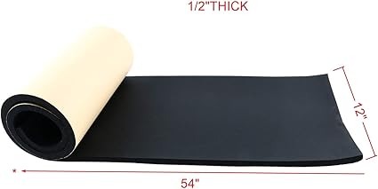 Homend Sponge Neoprene With Adhesive Foam Rubber Sheet 1/2” Thick X 12” Wide X 54” Long, Cut to ...