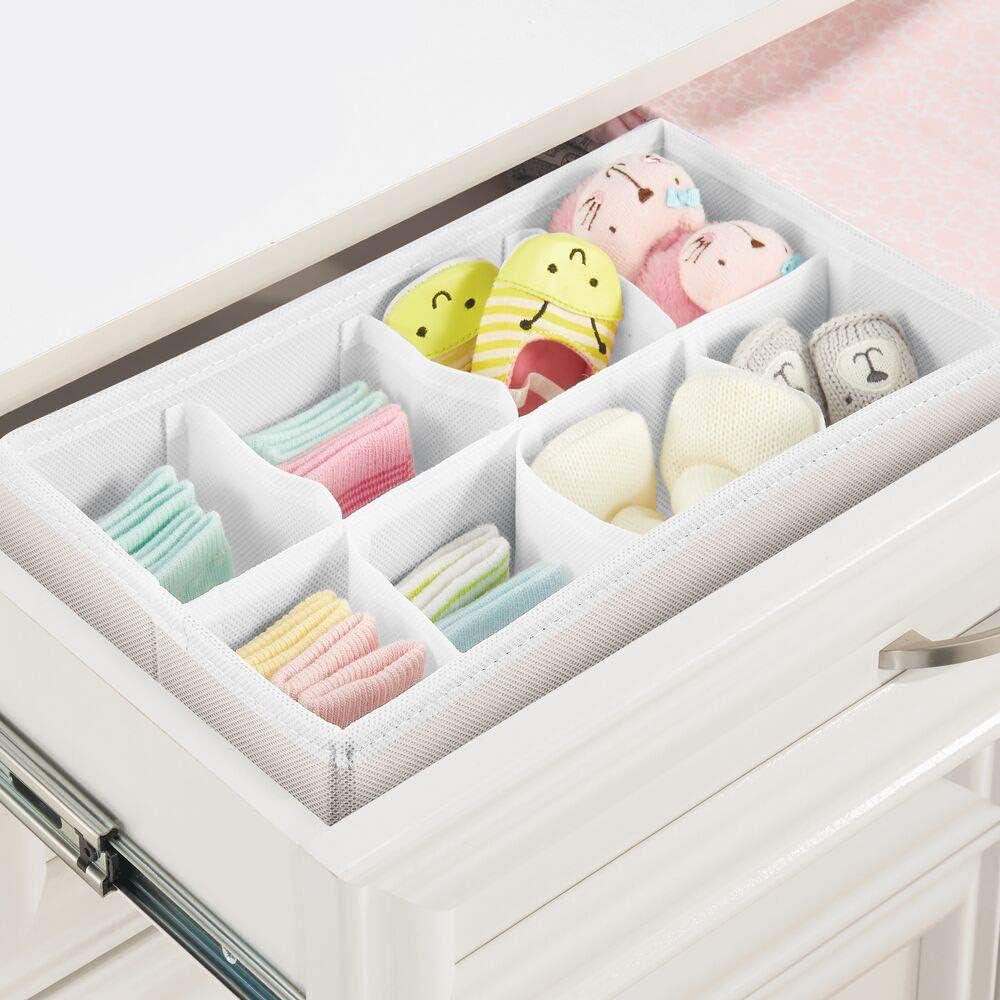 mDesign Set of 3 Nursery Storage Box – 8 Pocket Fabric Storage Box ...
