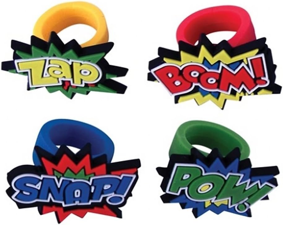 3X 12 Rubber Superhero Ring Party Favours: Amazon.co.uk: DIY & Tools