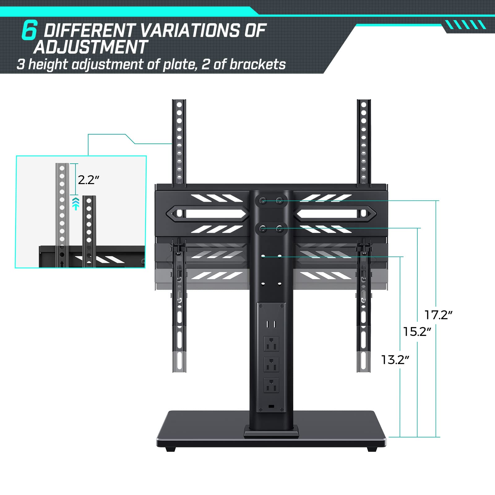 TV Stand with Power Outlet, Universal TV Mount Stand for 27-65 inch TVs ...