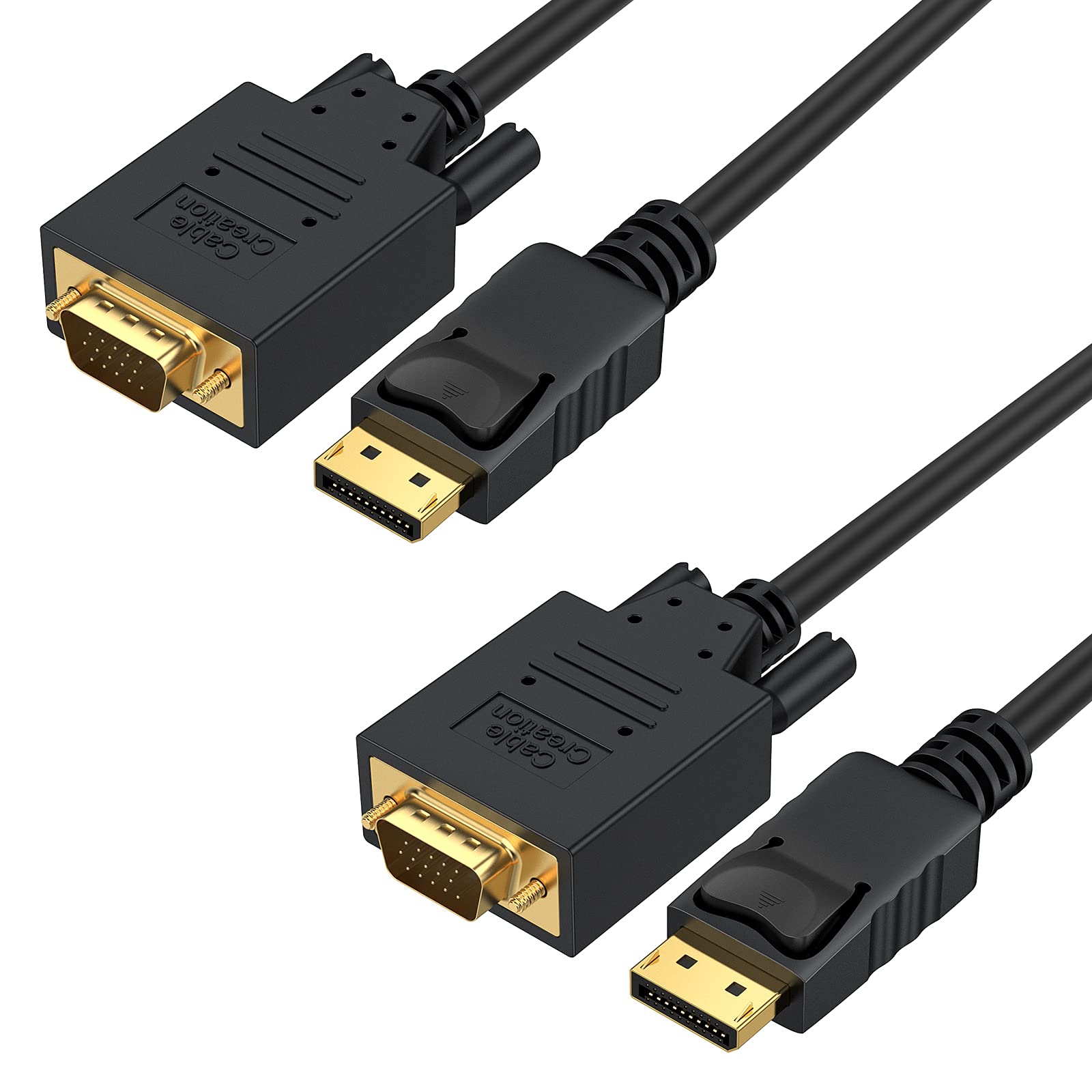 CableCreation DP to VGA Cable 6 FT, 2-Pack DisplayPort to VGA Cable ...