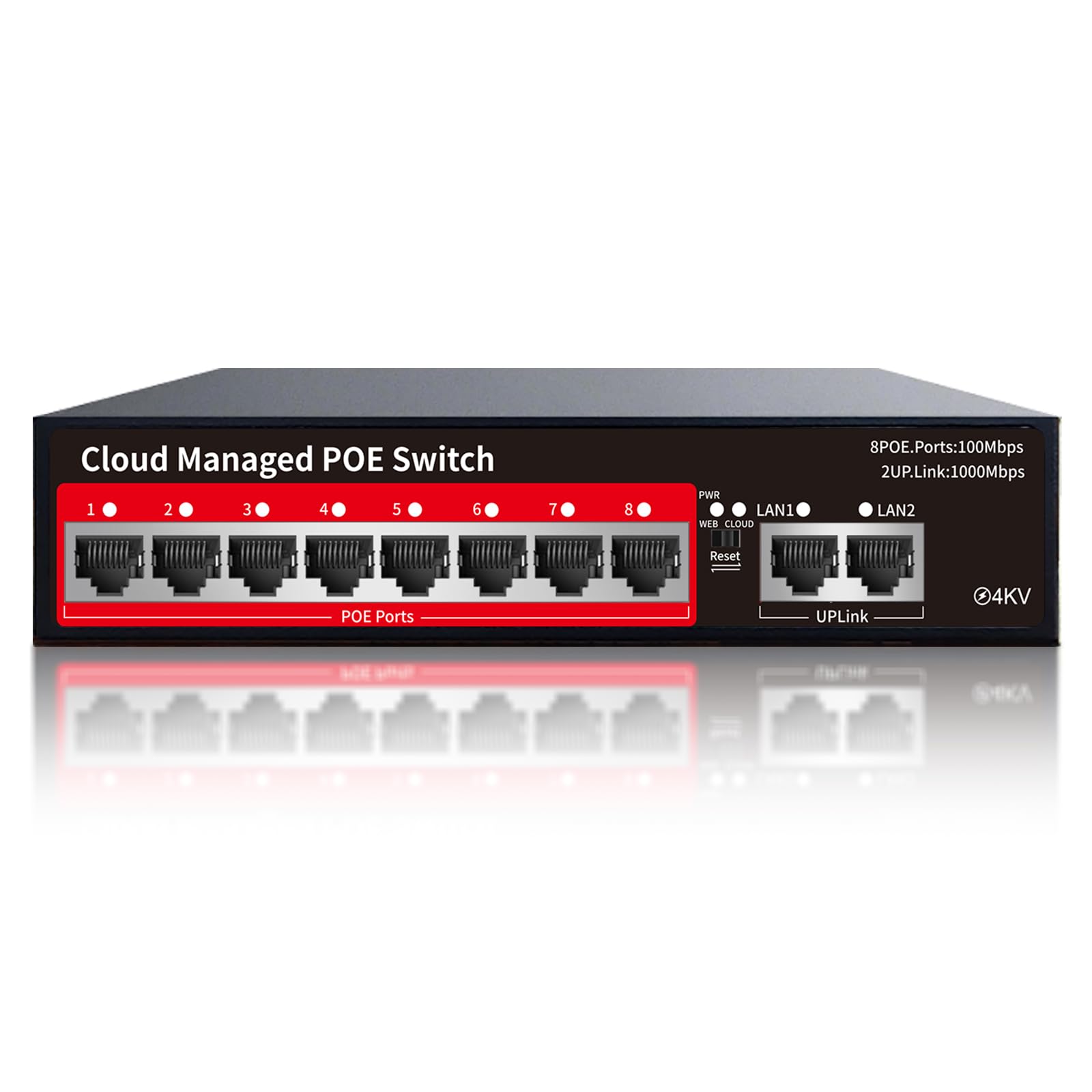 STEAMEMO PoE+ Switch, 8 Port Managed PoE Ethernet Switch(8 POE Ports +2 ...