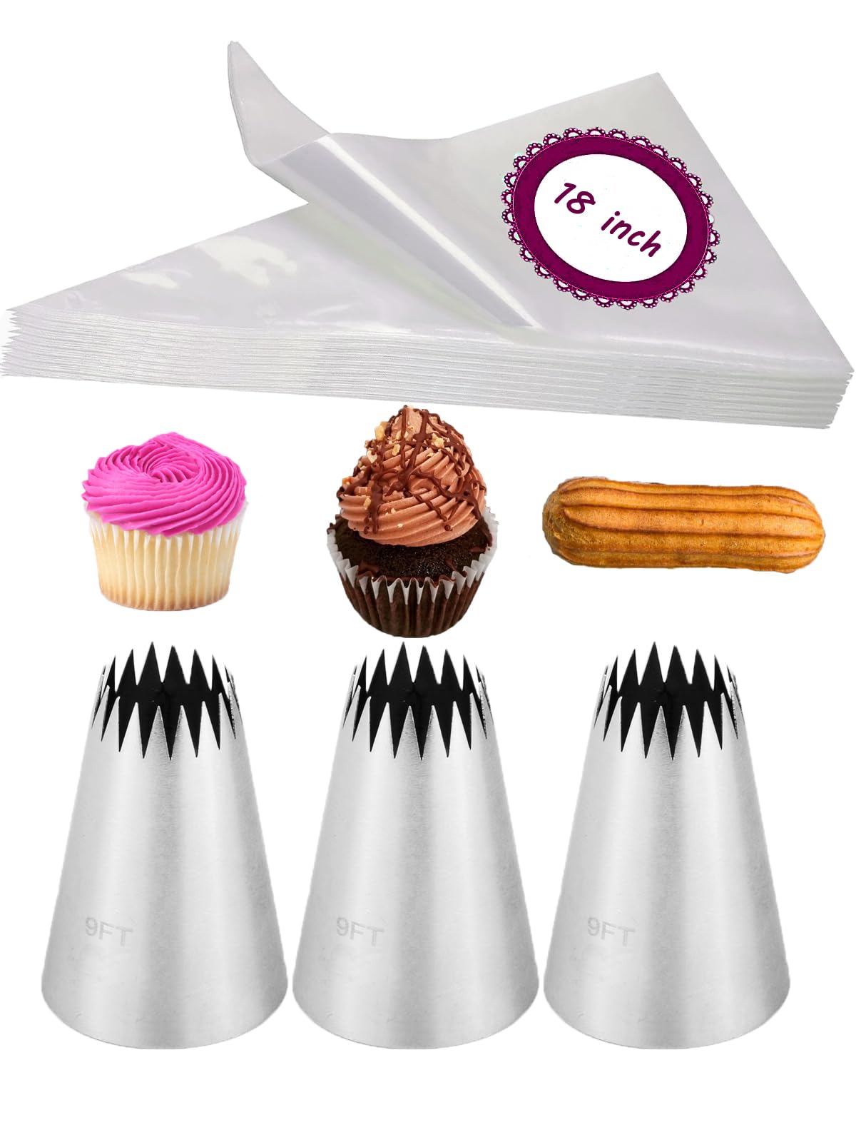 Large Piping Nozzle 3 Pcs Extra s For Churros 9FT Large Open Star ...