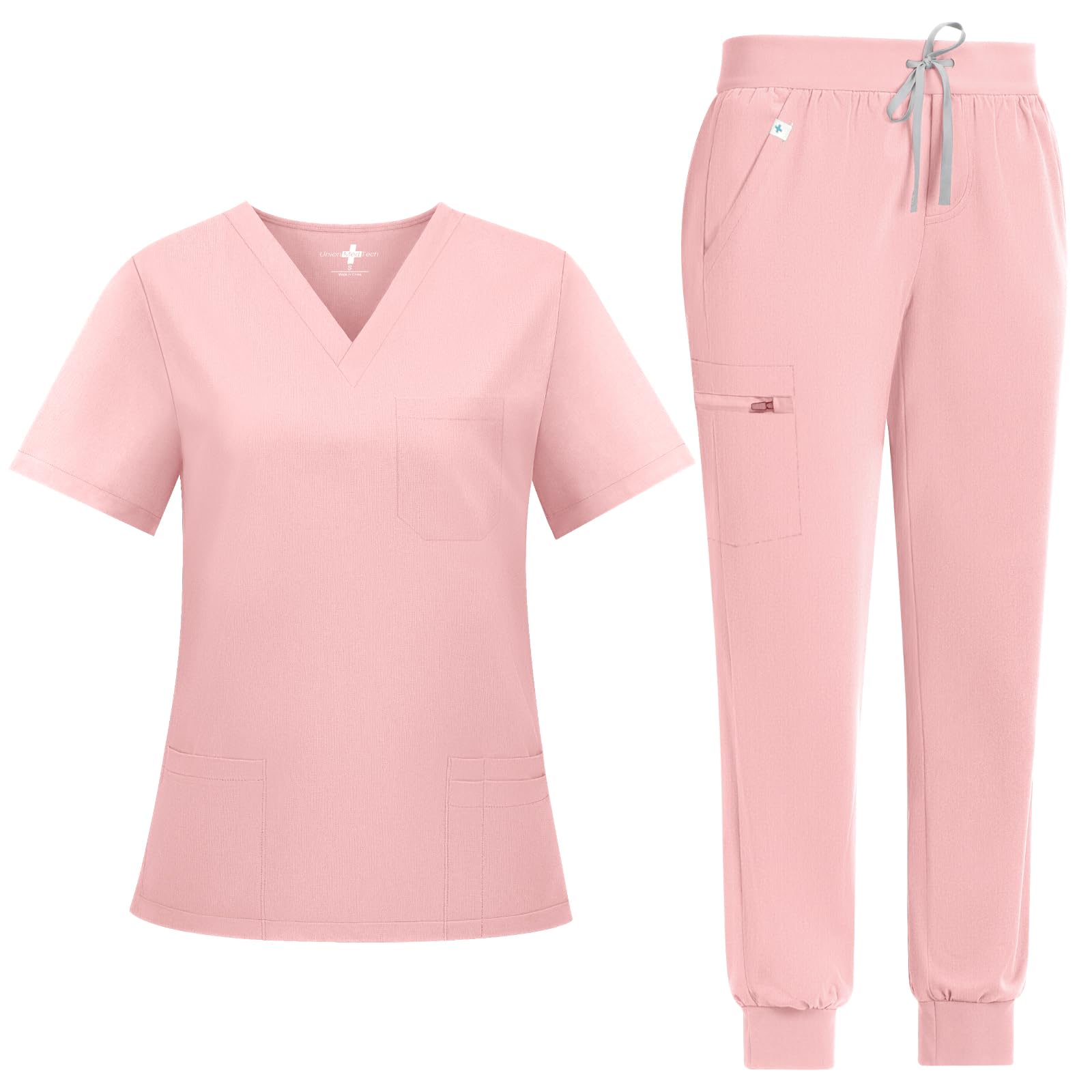 UnionMed Tech Scrubs for Women Set Medical Uniform - Stretch Slim Fit V ...