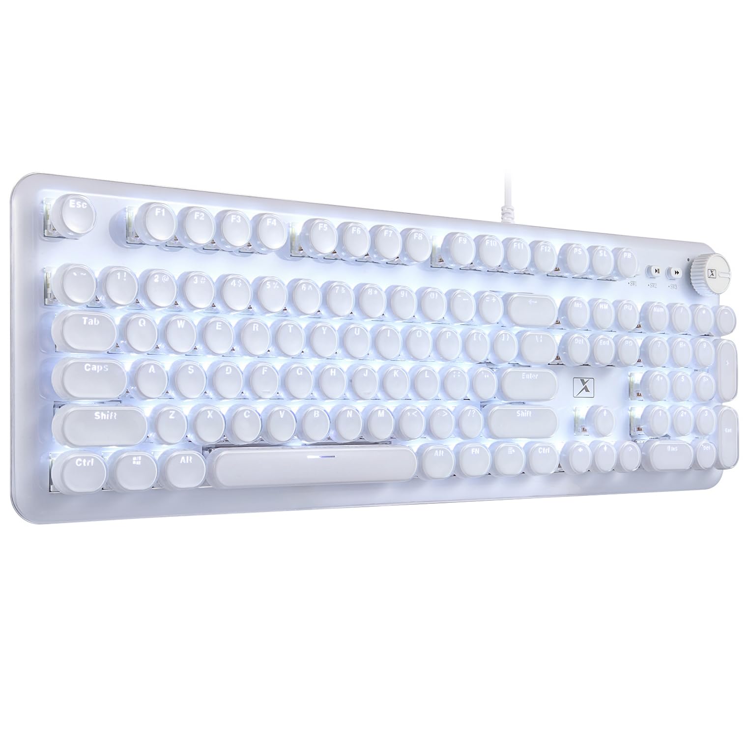 CC MALL Gaming Keyboard,Retro Punk Typewriter-Style, Blue Switches ...
