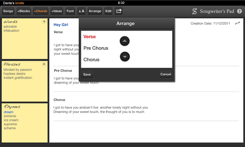 Songwriter's Pad - Songwriting App with Rhyme Dictionary:Amazon.com ...