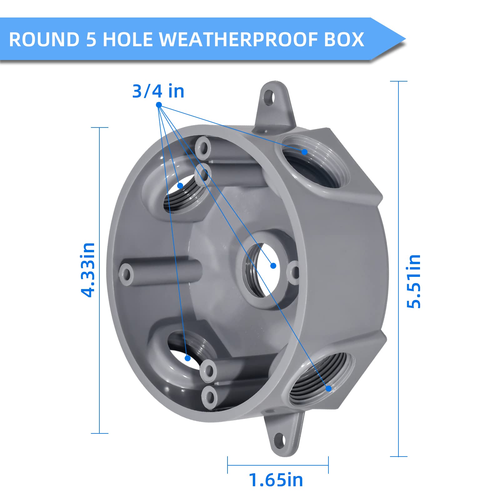 Mua YXX-TECH Round Electrical Outlet Box, Weatherproof 5 Hole-1/2 or 3/ ...