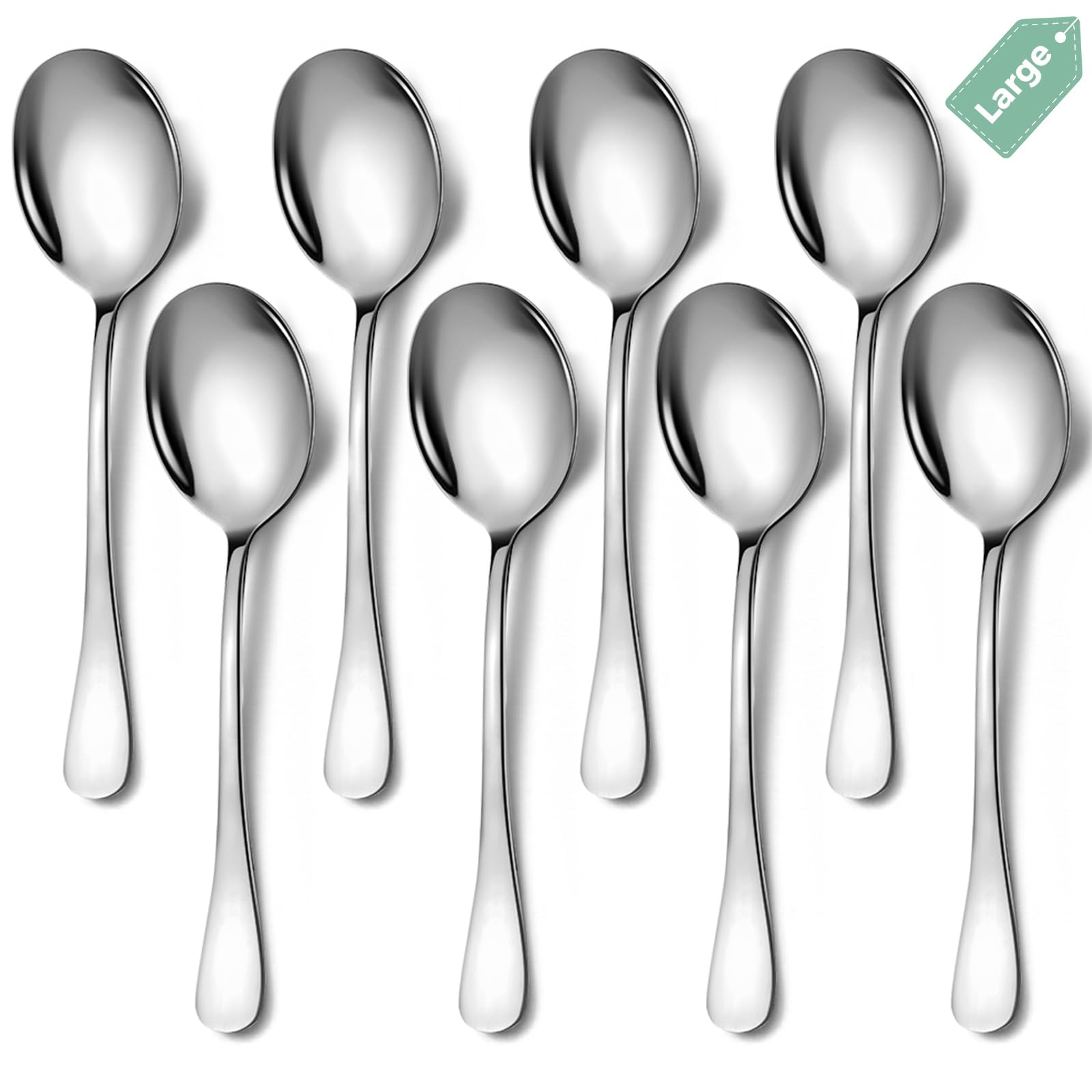 Large Serving Spoons, 8 Pieces Large Stainless Steel Serving Spoons Set ...