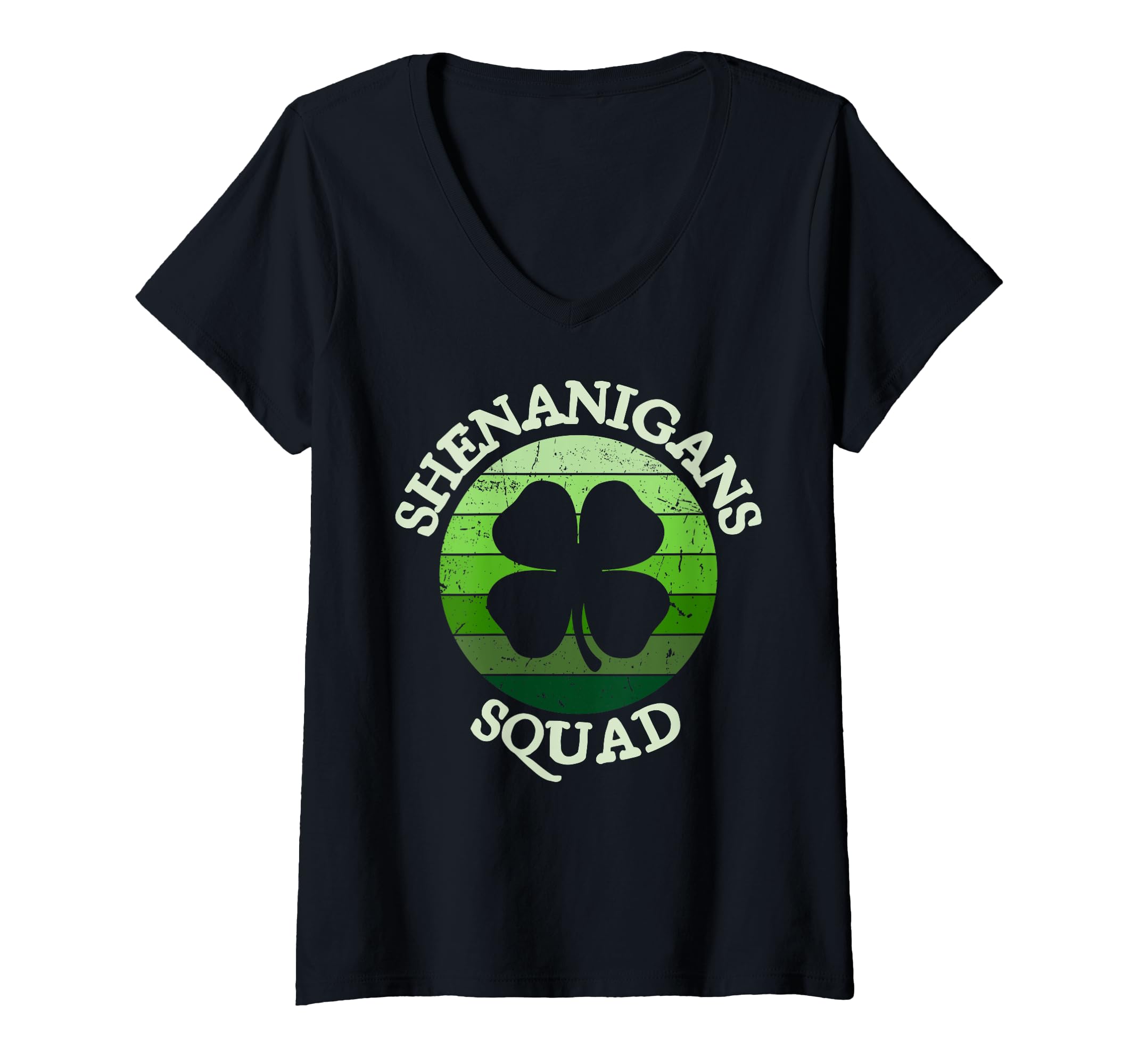 Womens Shenanigans Squad Irish Shamrock St Patrick's Day Retro V-Neck T ...