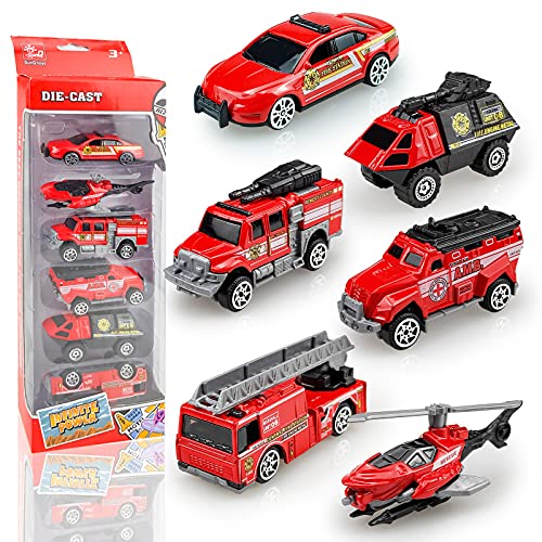 Diecast Fire Rescue Truck Vehicle Set, Alloy Metal Fire Truck Model Car ...