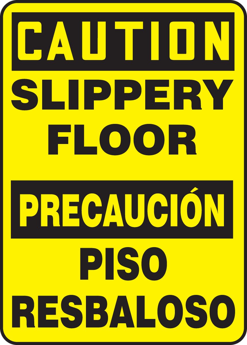 Accuform SBMSTF662VA Aluminum Sign, Legend"Caution Slippery Floor ...