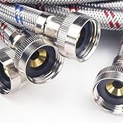 Amazon.com: 2-Pack Stainless Steel Washing Machine Hoses Burst Proof ...
