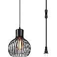 riomasee Industrial Wire Cage Plug in Pendant Light 14.27 Ft Hanging ...