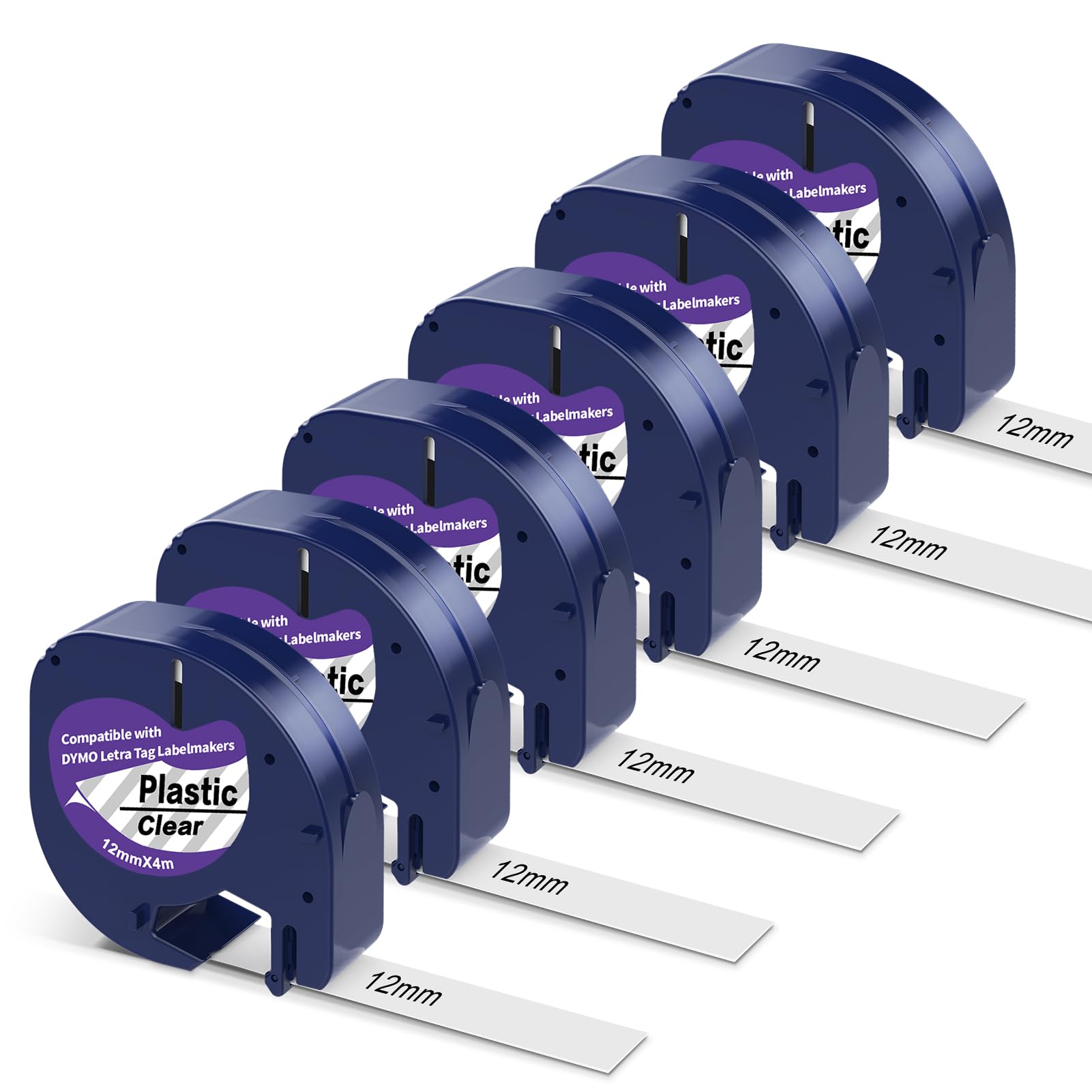 6 X Clear Label Tape Replacement for Dymo Letratag Refills Clear ...